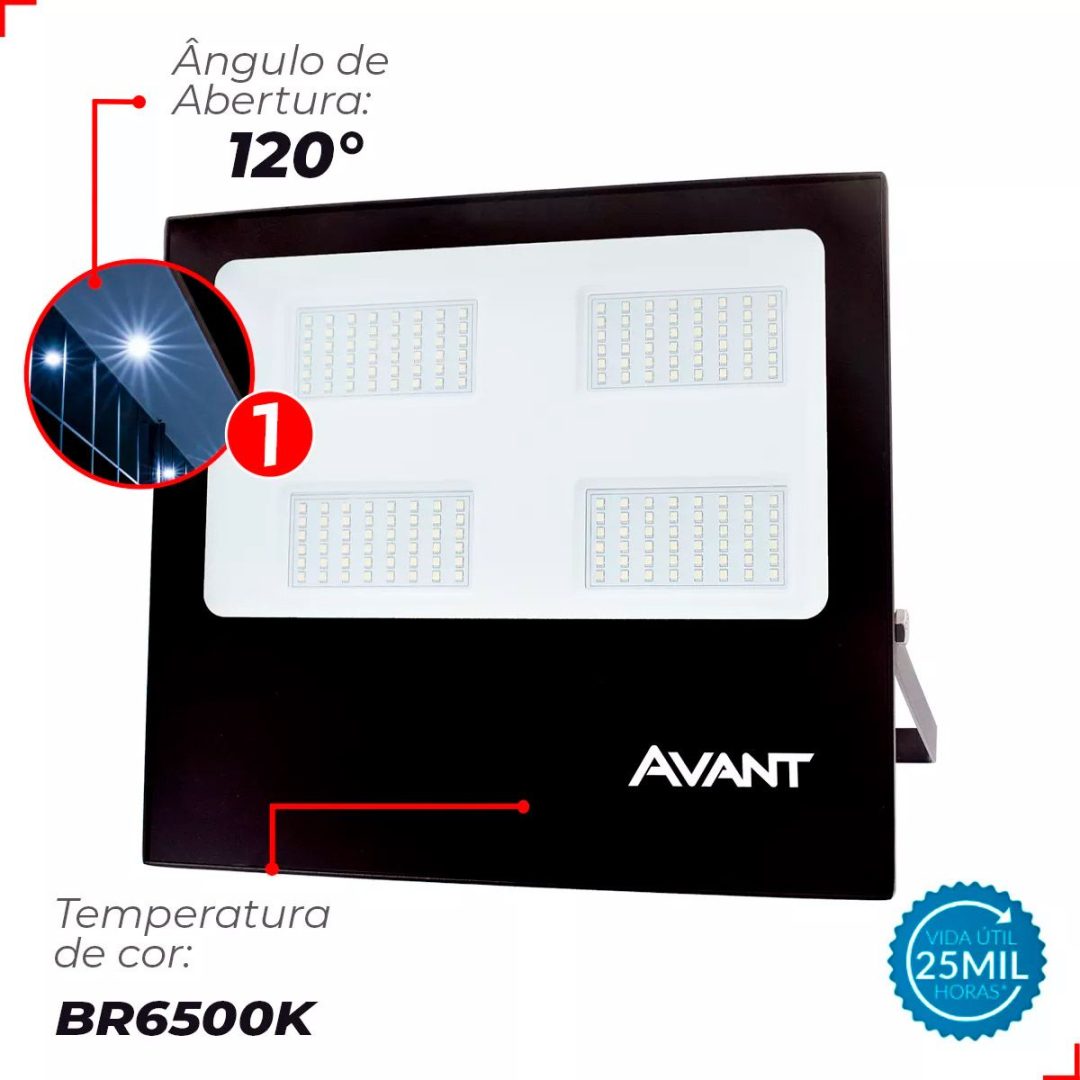 Refletor Led 200W Avant Slim200 Branco Frio 6500K Bivolt IP65